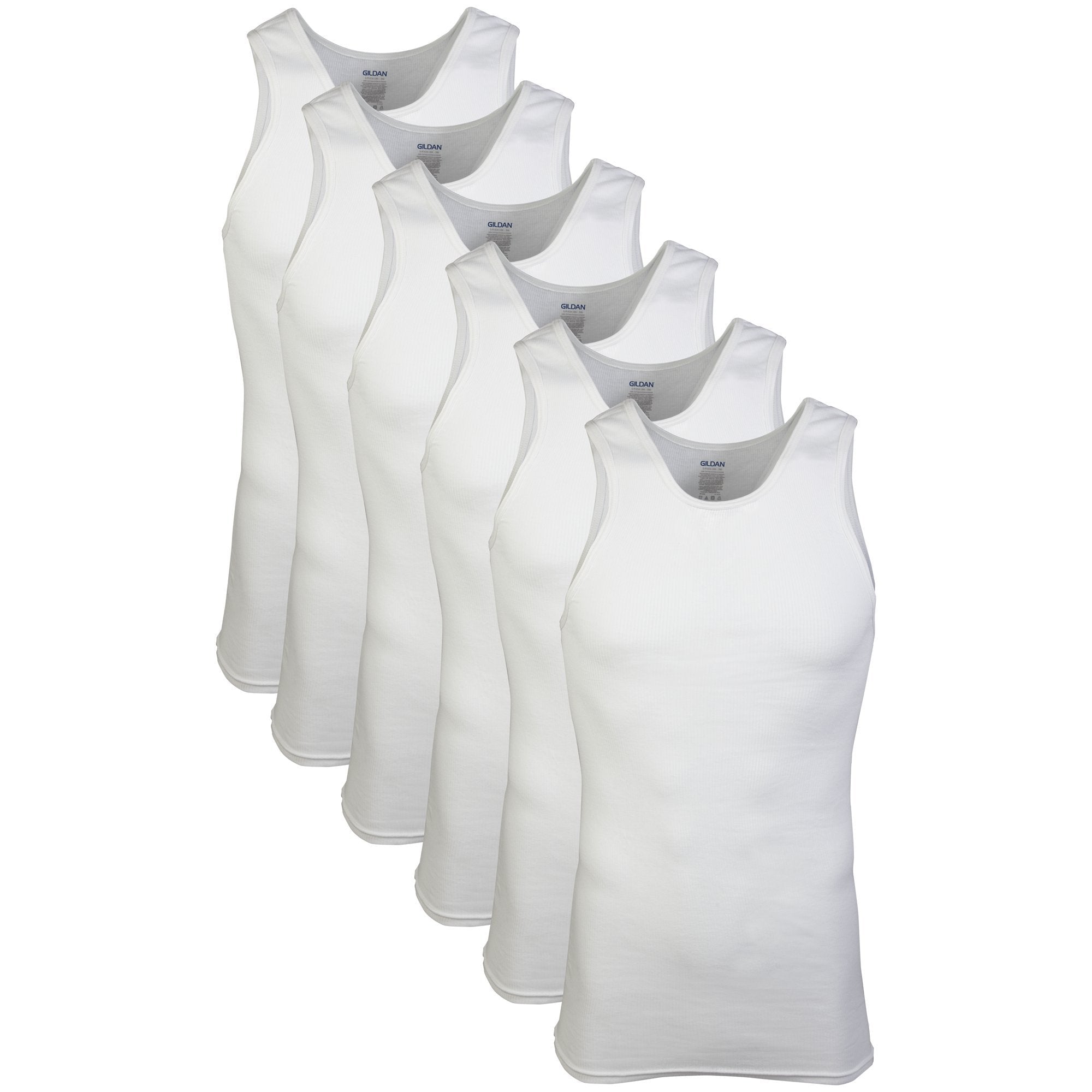 Gildan Mens A Shirt Tank Tops 6 Pack Style G1104 White Size Larg